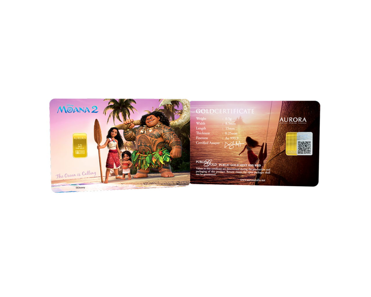 DISNEY x AURORA ITALIA (0.5g) 999.9 Moana 2 Limited Edition Gold Bar