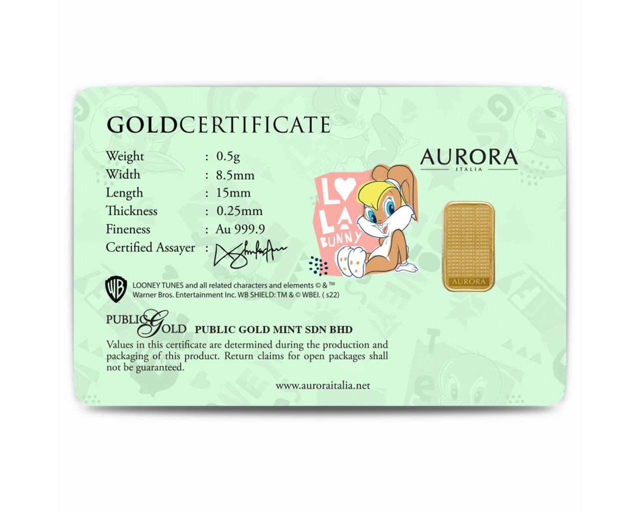 WARNER BROS x AURORA ITALIA (0.5g) 999.9 Baby Looney Tunes: Baby Love ...